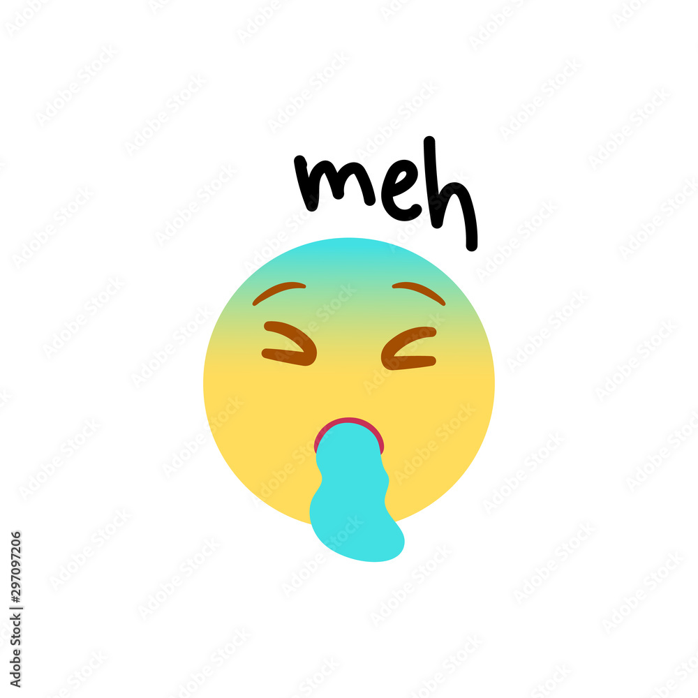 Vector illustration, yellow and blue gradient emoji with hand drawn ...