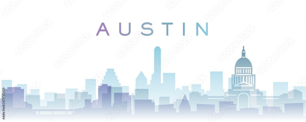 Austin Transparent Layers Gradient Landmarks Skyline Stock Illustration ...