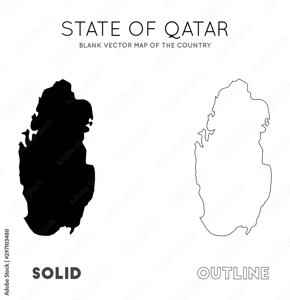 Qatar map. Blank vector map of the Country. Borders of Qatar for your ...