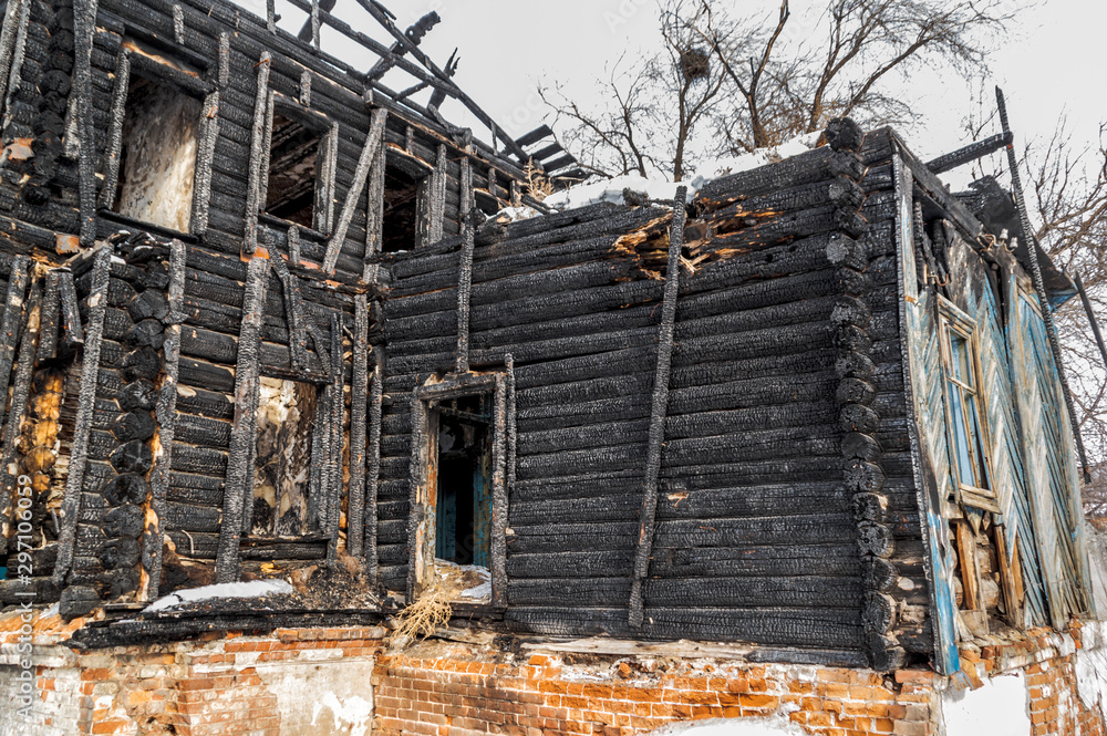 the village house after the fire Stock Photo | Adobe Stock