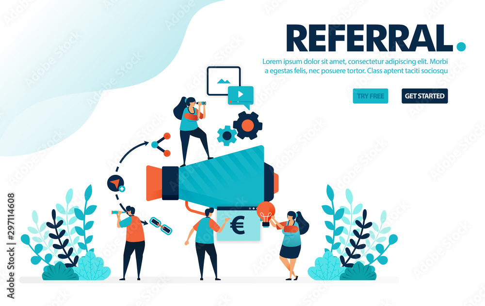 Vector illustration referral program. People join referral programs for ...