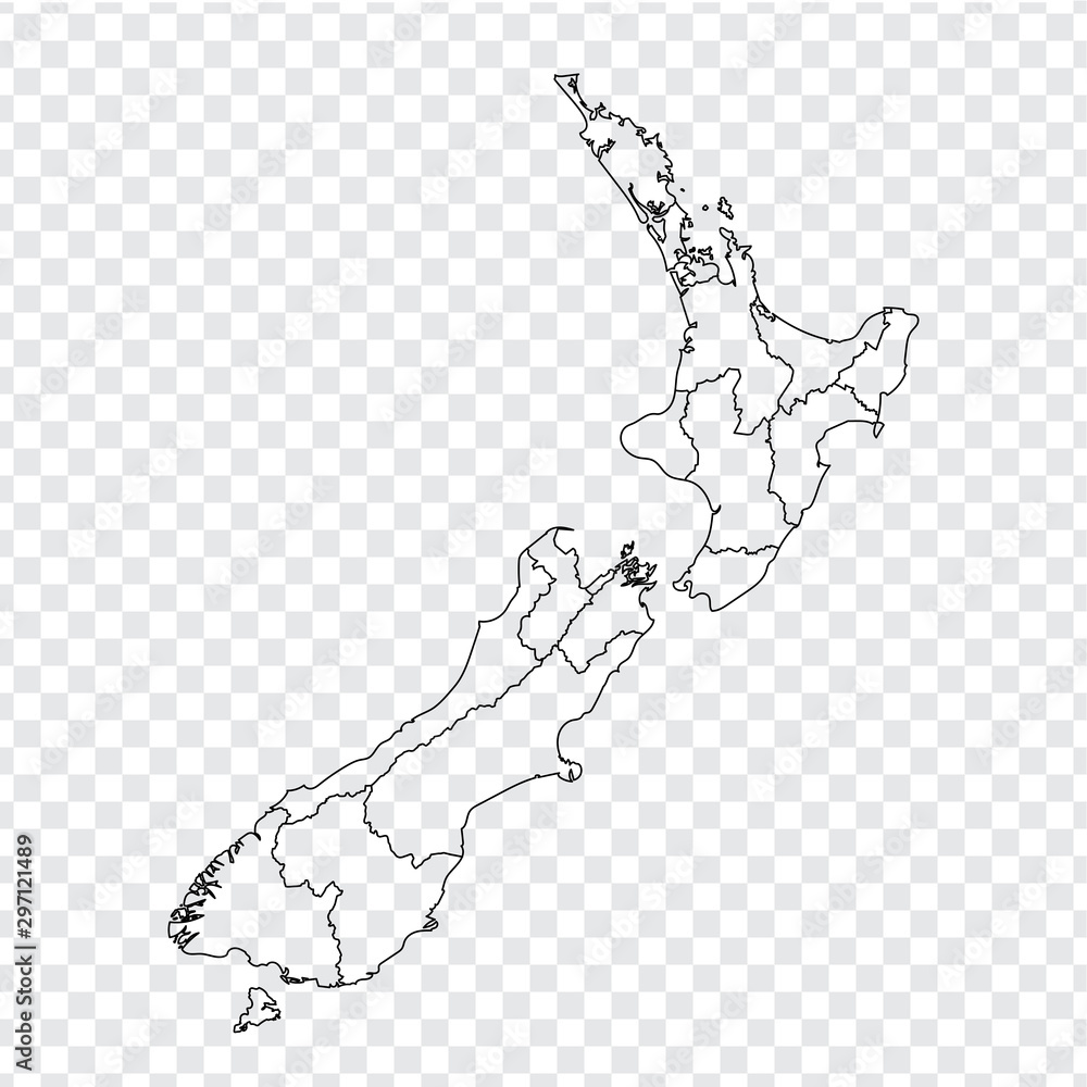 Vecteur Stock Blank map of New Zealand. High quality map of New Zealand ...