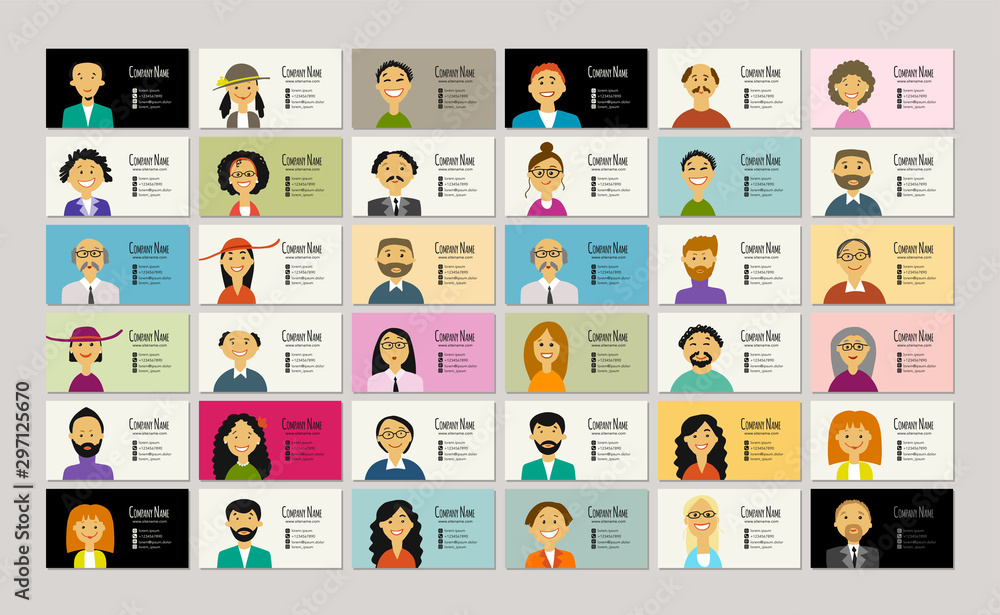 Business cards with people portraits for your design Stock Vector ...