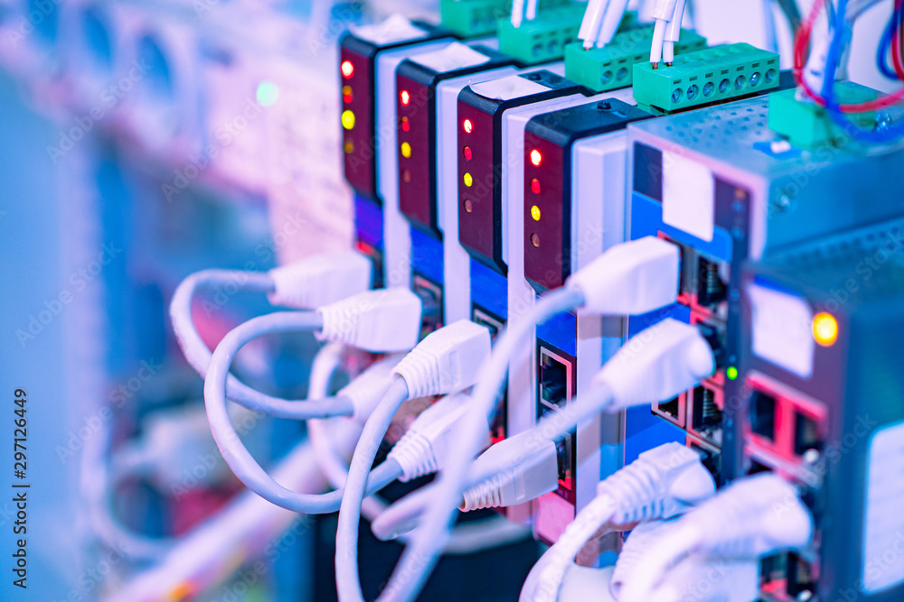 Cabling. Cables in the connectors.The source of electrical power. Wires ...