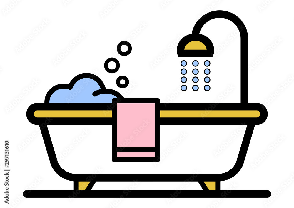 gz549 GrafikZeichnung - german - Piktogramm, Badezimmerinterieur ...