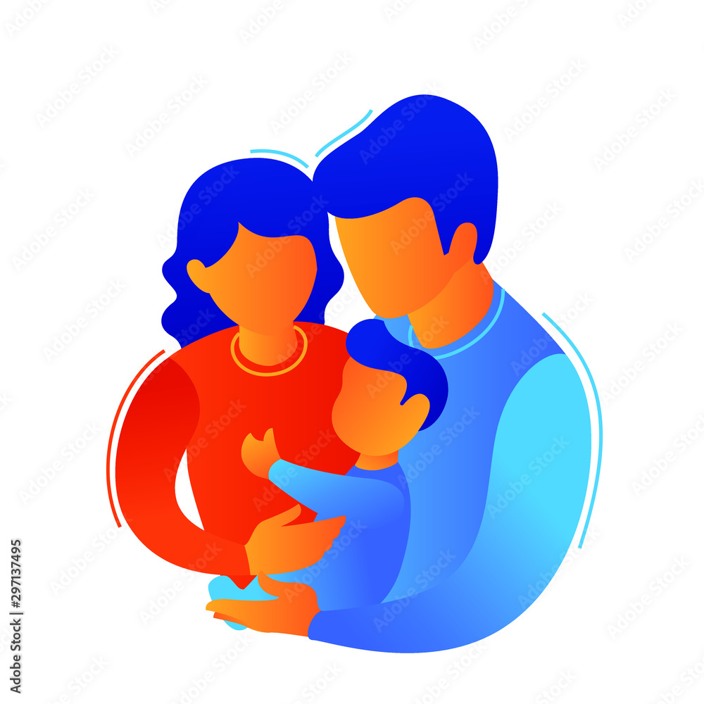 Family Hugging Cartoon