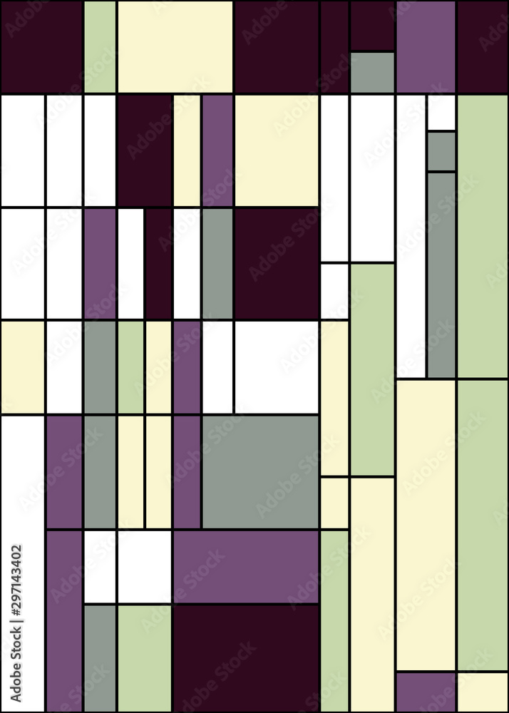 Piet Mondrian style Abstract Computational Generative Art background ...