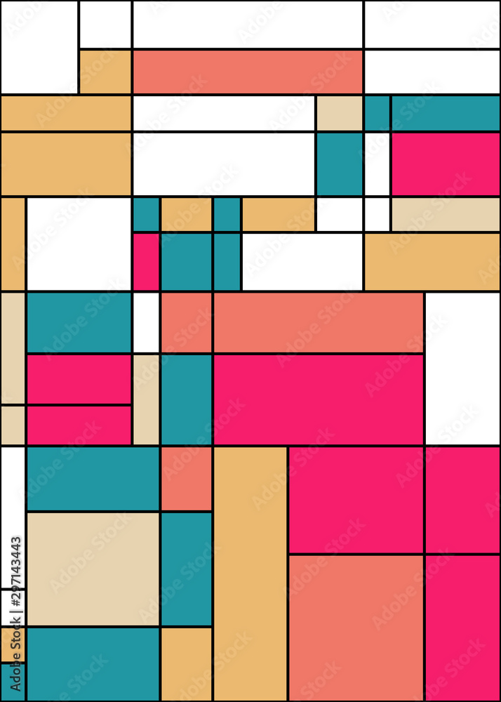 Piet Mondrian style Abstract Computational Generative Art background illustration Stock Vector ...