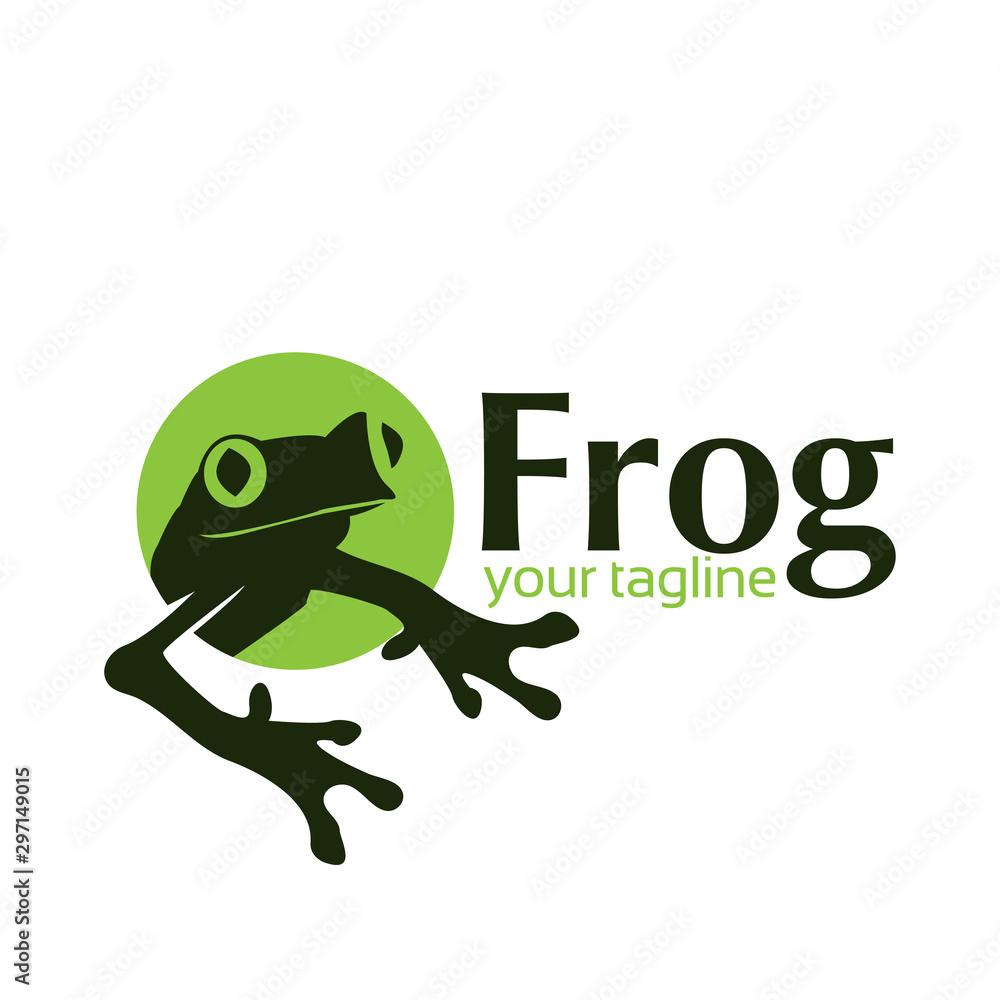 Frog logo in the circle. flat design. Frog silhouette. Vector ...