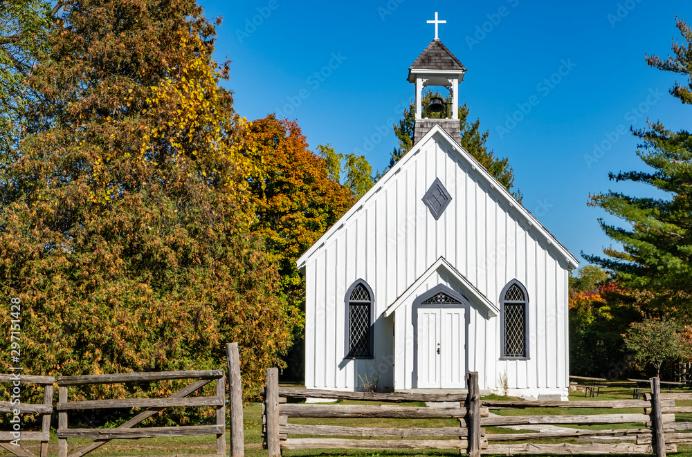 Little White Church by the Side of the Road in a Rural Area Stock Photo ...
