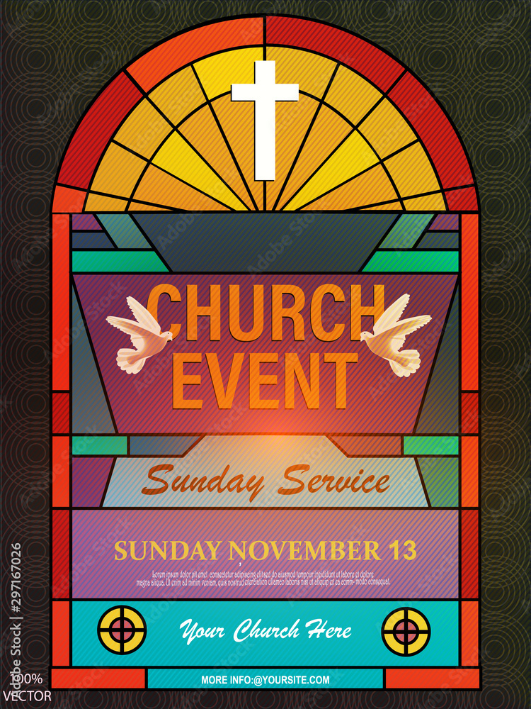Christian invitation poster template. Religious flyer card for Church ...