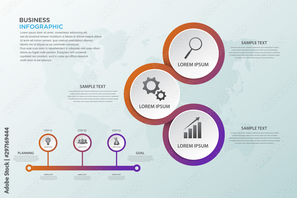 infographic template with three step instructions, can use for ...