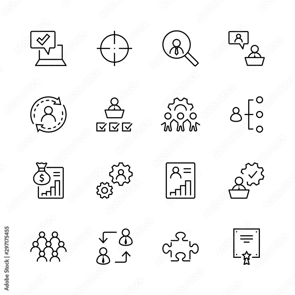 Set of People Management Related Vector Line Icons. Contains such Icons ...