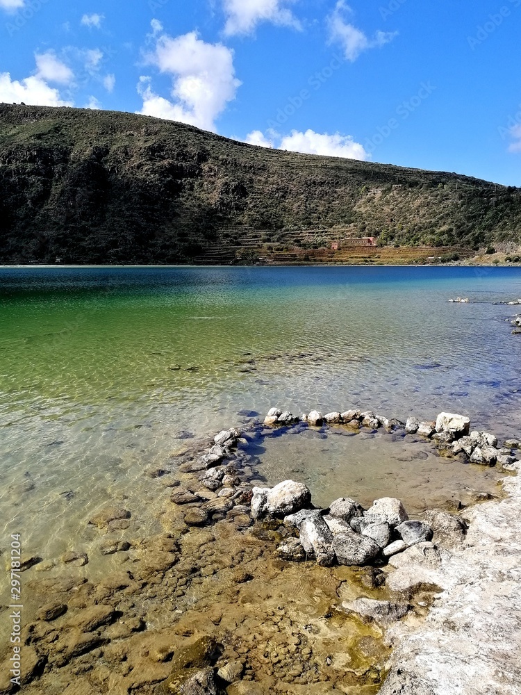 Lake of venus of volcanic origin with beautiful colors against a ...