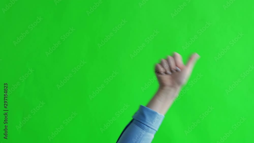 Thumbs up sign hand gesture on green screen. Simbol of approval like ...
