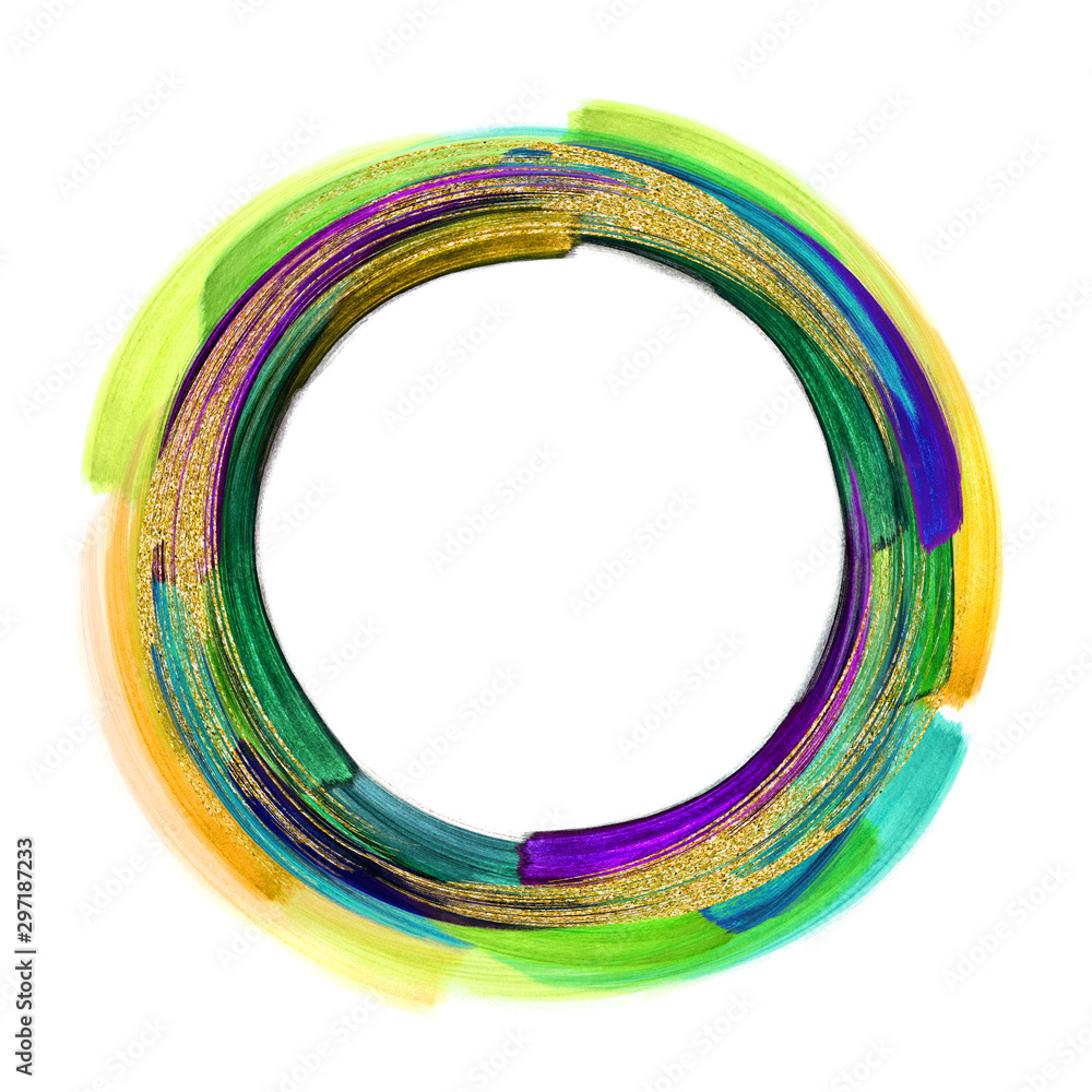 abstract artistic ring shape clip art, blank round frame, colorful ...