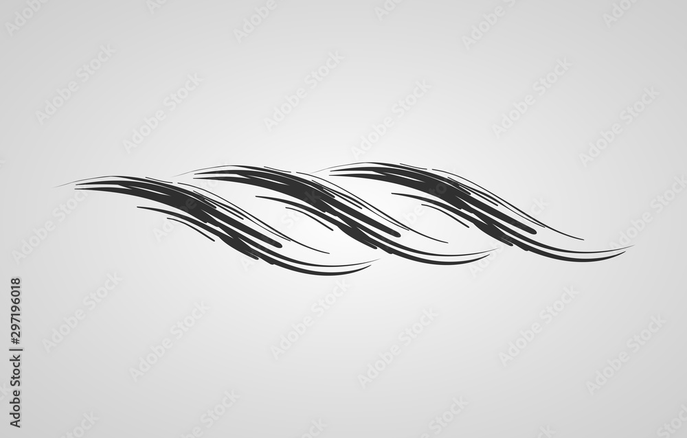 Sketch Water Wave. Surf Logo. Vector Isolated On Gray Background.Hand ...