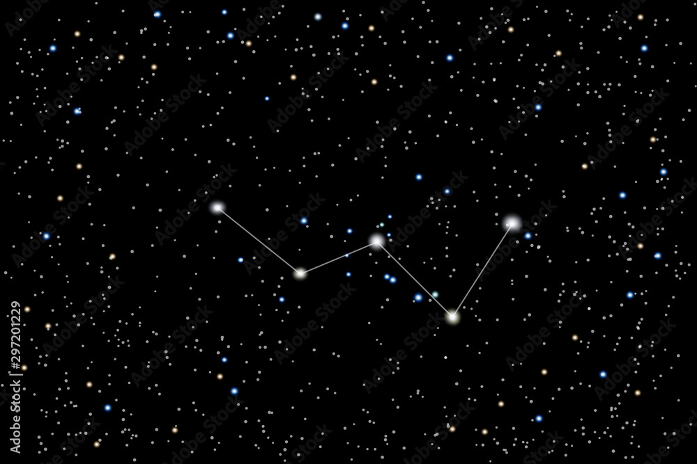 Vector illustration of the constellation Cassiopeia on a background of ...