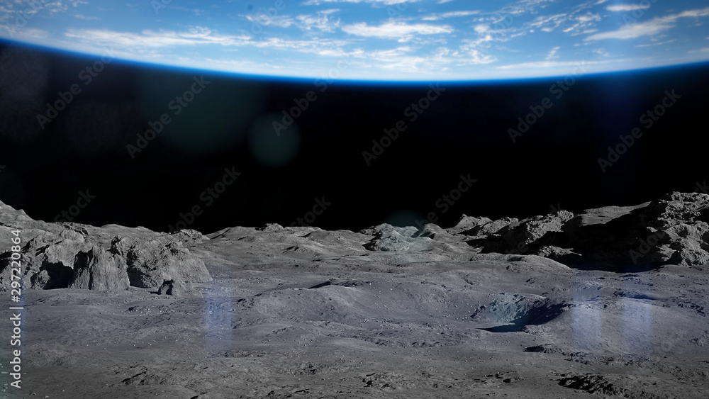 surface of the Moon, lunar landscape Stock Illustration | Adobe Stock