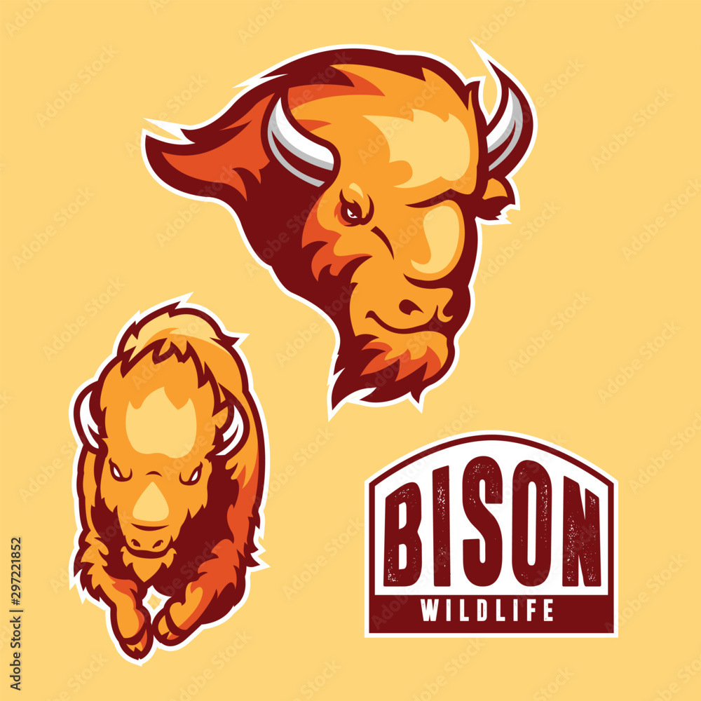 bison logo sport on vector Stock Vector | Adobe Stock