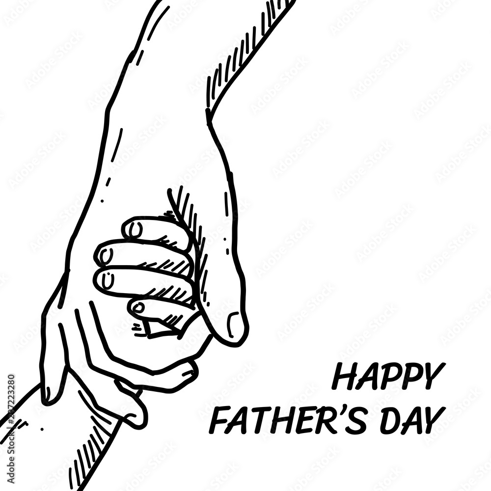 Little kid hand holding father hand vector illustration for Happy ...