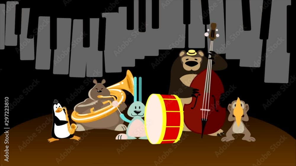 Cartoon Jazz Orchestra Cartoon characters playing musical instruments ...