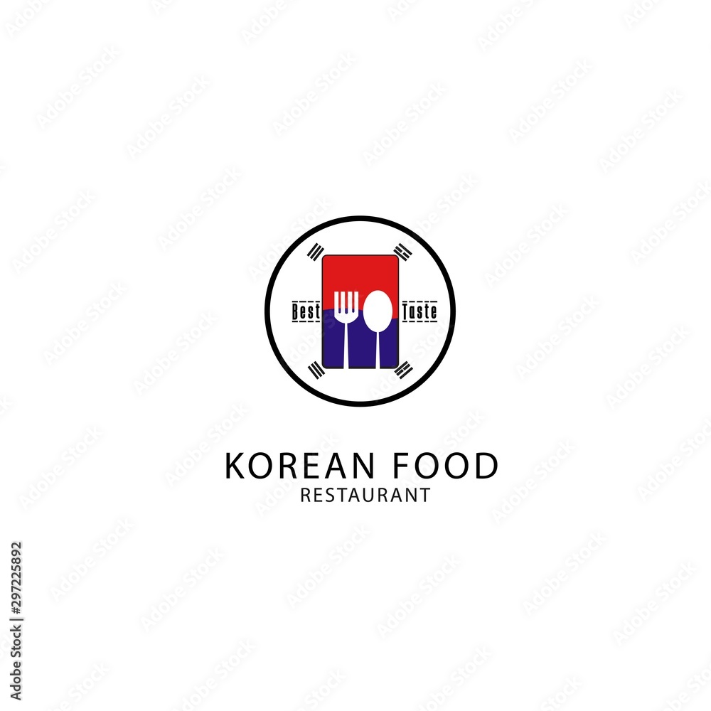 korean food vector logo icon design template elements with spoon and ...