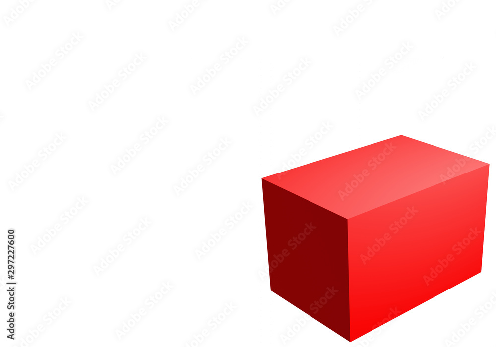 big red 3d box on right cornerin buttom isolate on white background ...