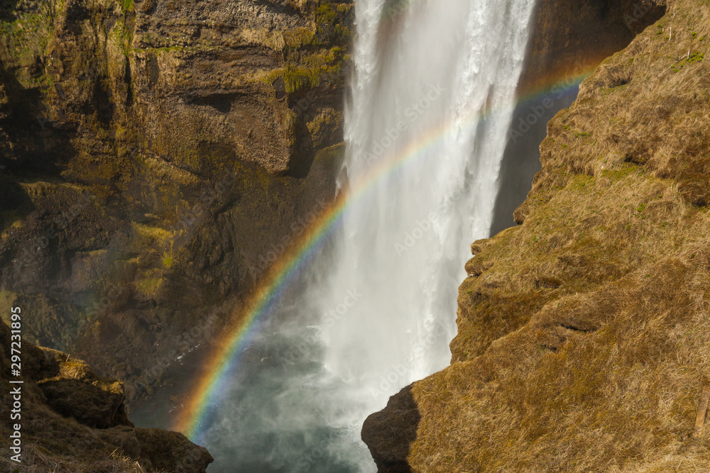 Waterfall Skogafoss (part of Skoga river taking its origin in the ...