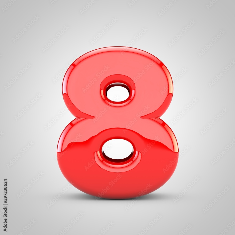 3D Red number 8 Isolated White Background Stock Illustration | Adobe Stock