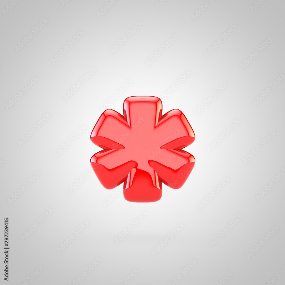 3D Red asterisk symbol Isolated White Background Stock Illustration | Adobe Stock
