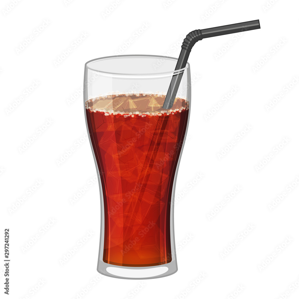 Black cola glass on white background. Fast food drink symbol ...