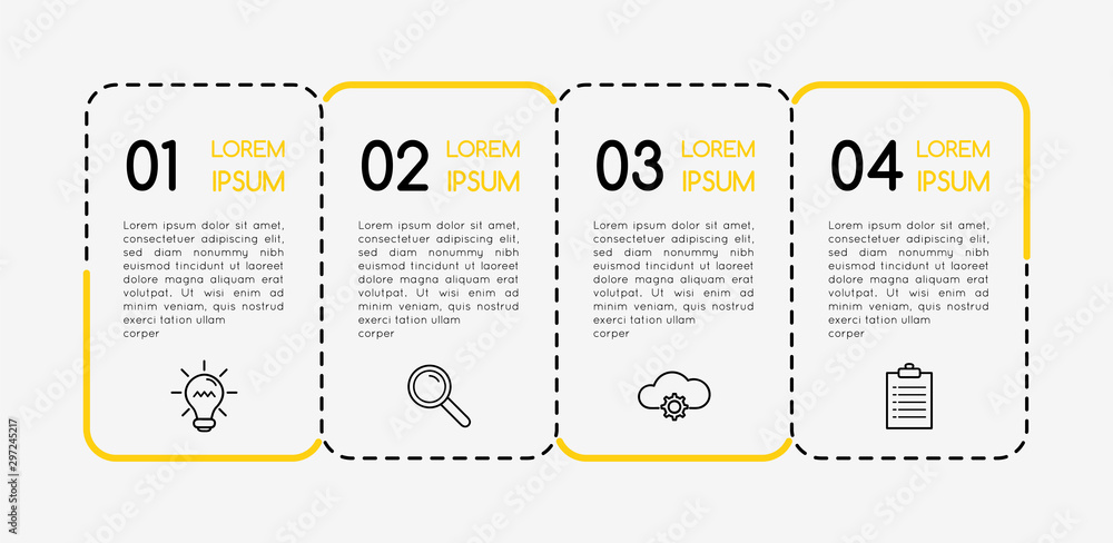 Infographic with 4 steps. Diagram. Vector Stock Vector | Adobe Stock