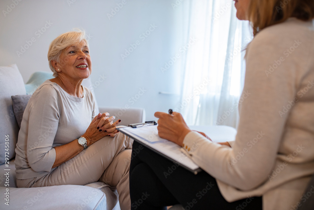 Geriatric psychology, mental therapy and old age concept - Senior woman ...