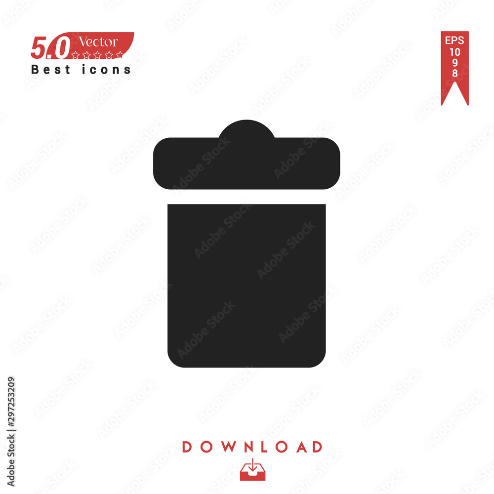 black trash-bin icon vector isolated on white background. Graphic ... black trash-bin icon vector isolated on white background. Graphic ...