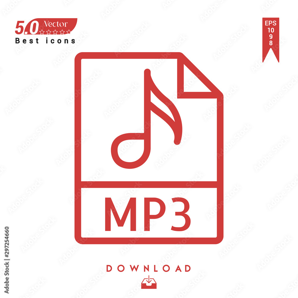 Outline mp3 file-type icon vector isolated on white background. Graphic ...