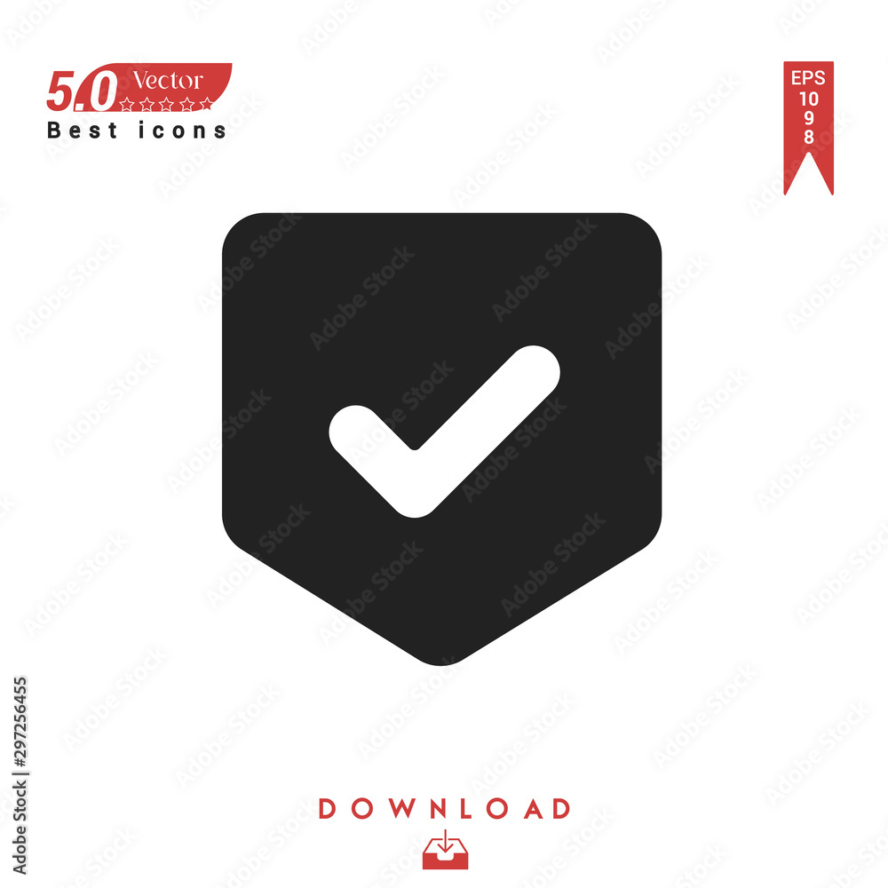 black check-mark icon vector isolated on white background. Graphic ...