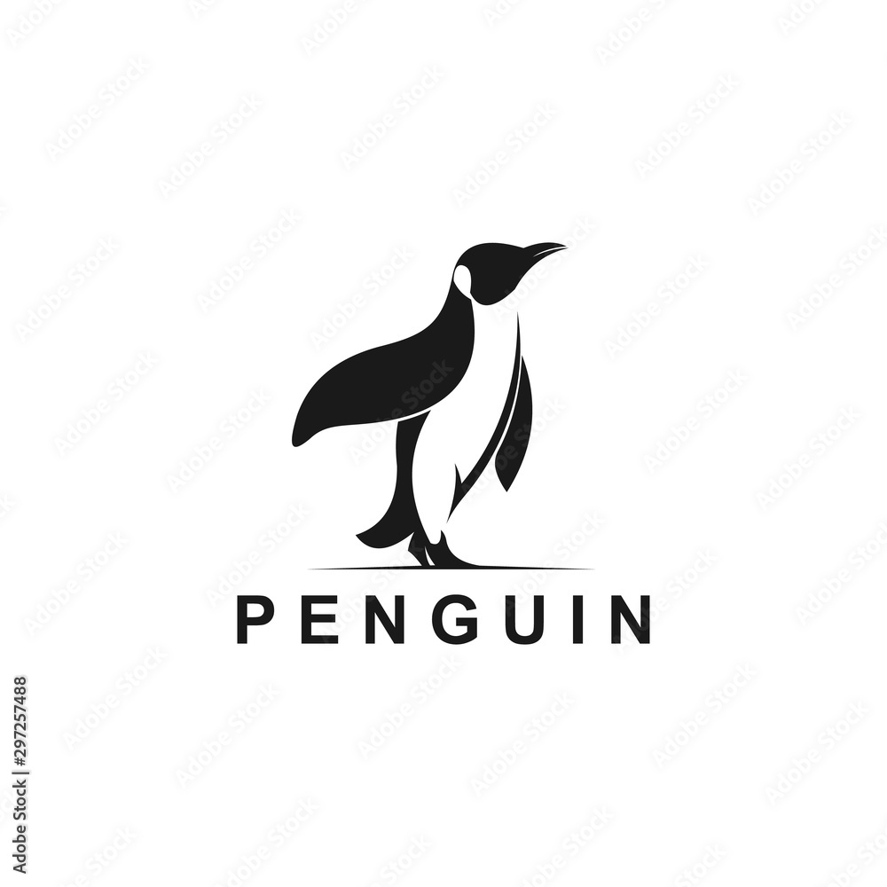 Penguin logo design with negative space style Stock Vector | Adobe Stock