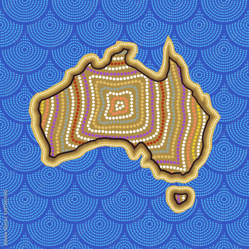 Australian aboriginal art seamless vector pattern with dotted circles ...