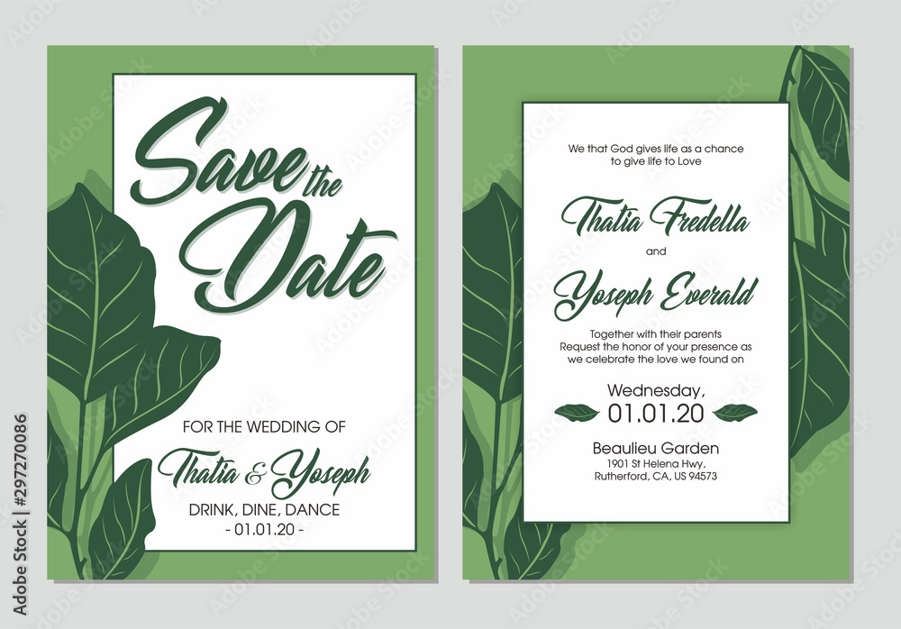 Printable Leaf Wedding Invitation Stock Vector | Adobe Stock