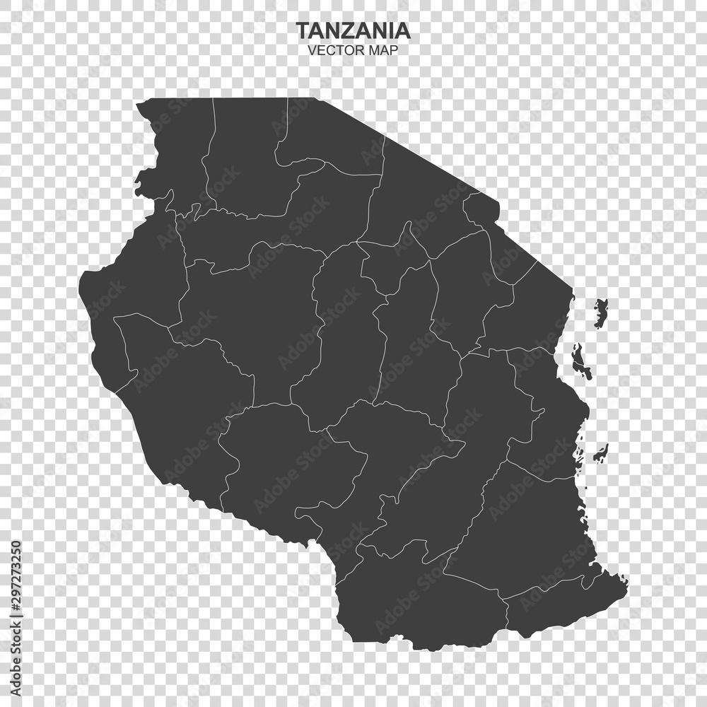 political map of Tanzania isolated on transparent background Stock ...
