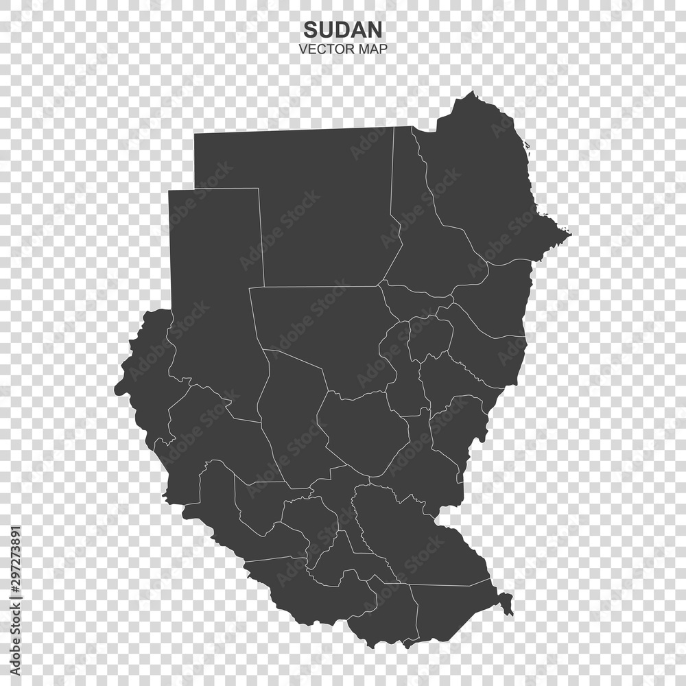 political map of Sudan isolated on transparent background Stock Vector ...