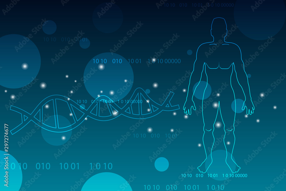 Abstract human body with molecules DNA Structure. Medicine, science and ...