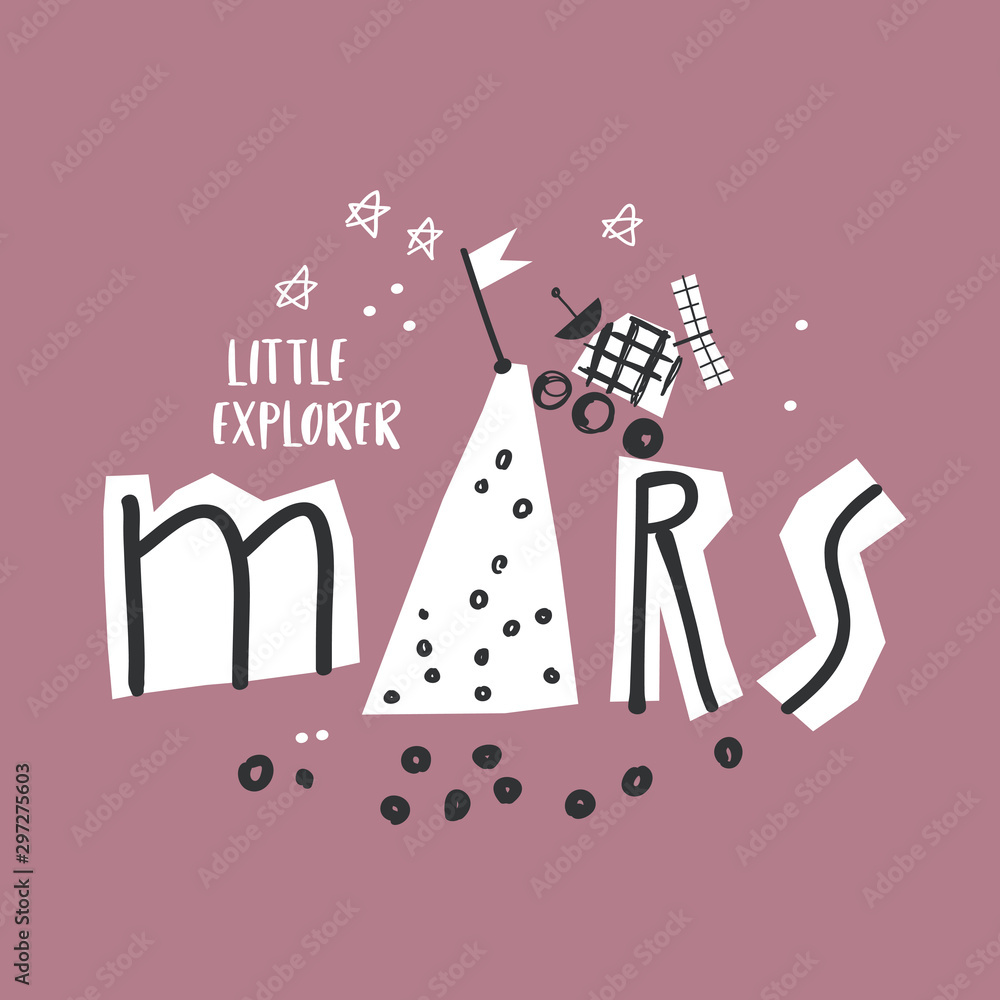 Cute Mars explorer. Mars rover explored a surface of mars. Vector ...