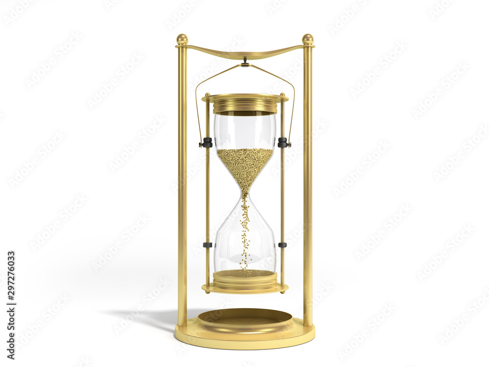 golden hourglass 3d render on white background Stock Illustration ...