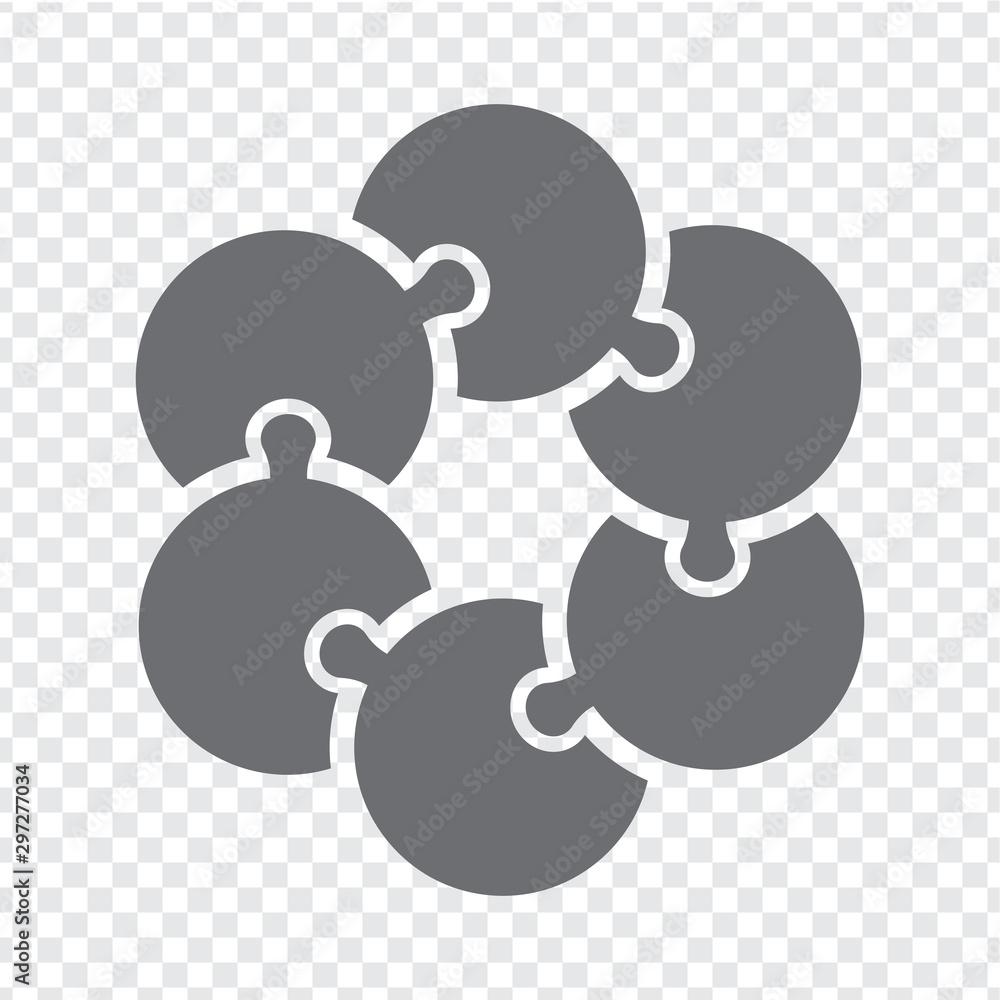Simple icon circle puzzle in gray. Simple icon puzzle of the six ...