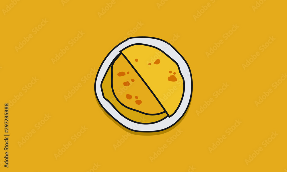 Puran Poli Indian Dish Vector Hand Drawn Sketch Stock Vector | Adobe Stock