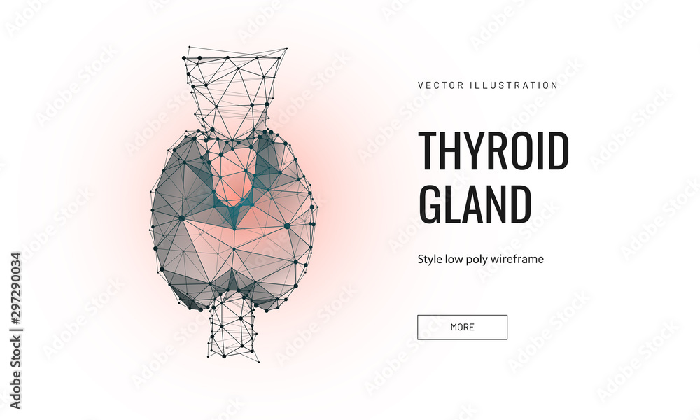 Thyroid gland low poly wireframe landing page template Stock Vector ...