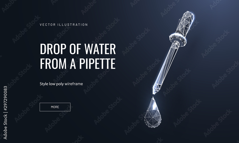 Water drop from pipette low poly landing page template Stock Vector ...