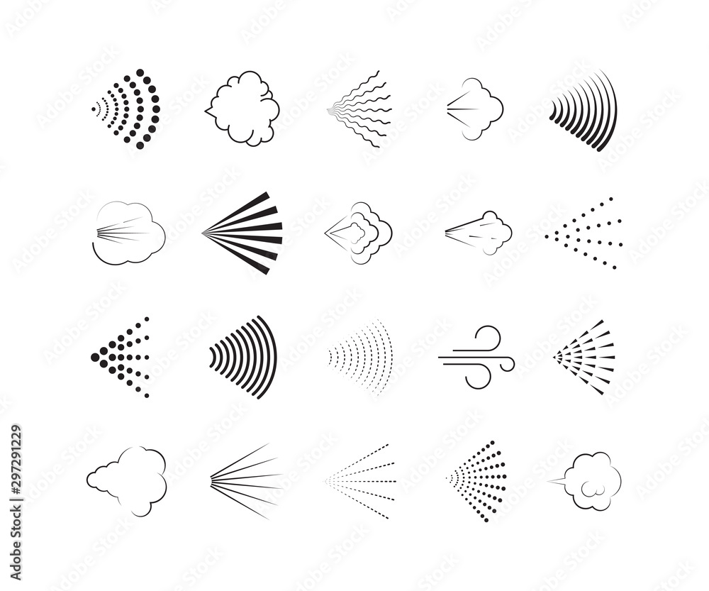 Spray symbols. Water gas nozzle steam spraying shower deodorant vector ...
